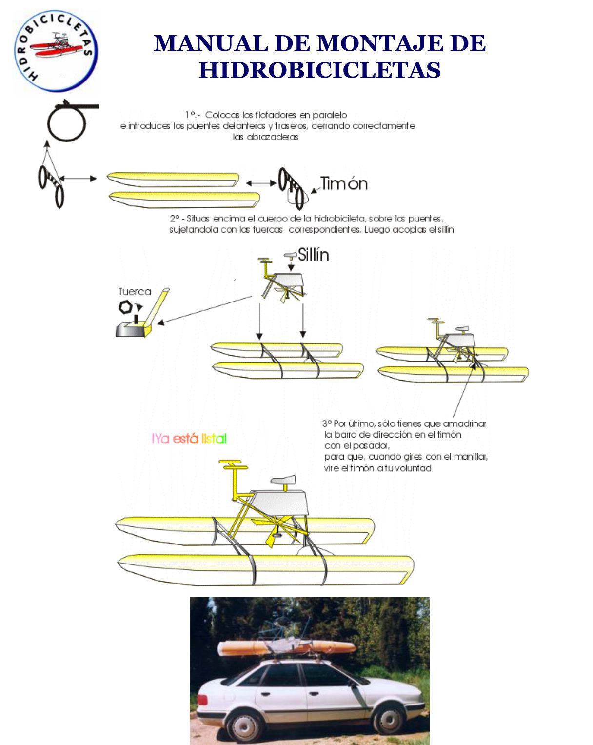 Manual para montar y desmontar la hidrobicicleta
